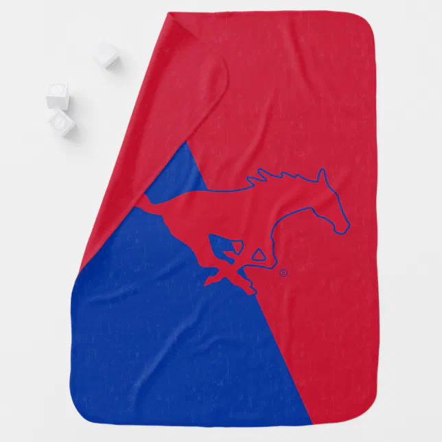 SMU Mustangs Color Block Distressed Baby Blanket | Zazzle