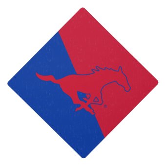 SMU Mustangs Color Block Distressed Graduation Cap Topper | Zazzle