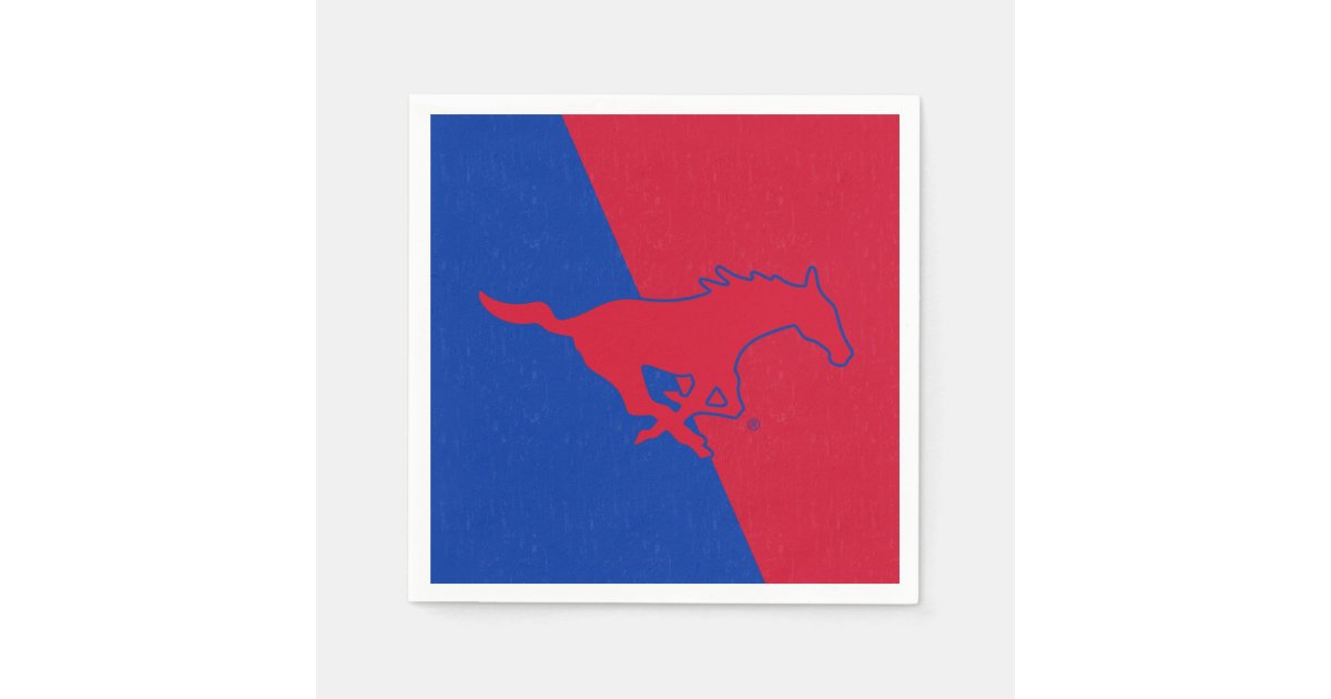 SMU Mustangs Color Block Distressed Napkins | Zazzle