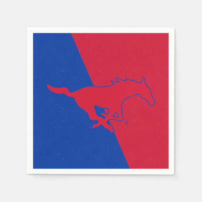 SMU Mustangs Color Block Distressed Napkins | Zazzle
