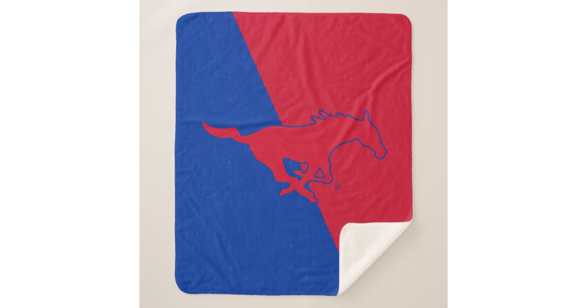 SMU Mustangs Color Block Distressed Sherpa Blanket | Zazzle