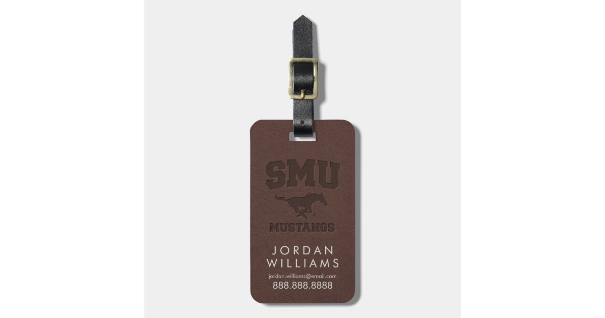 SMU Mustangs Leather Luggage Tag | Zazzle