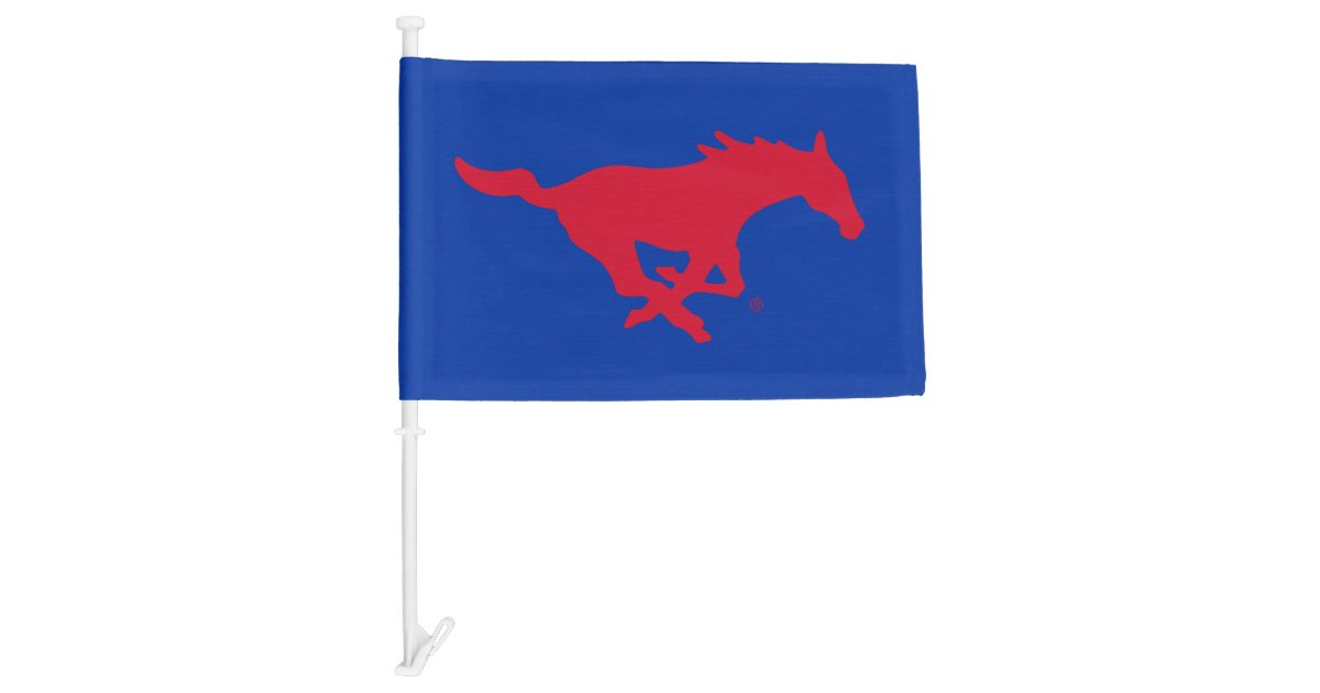 SMU Mustangs Logo Car Flag | Zazzle