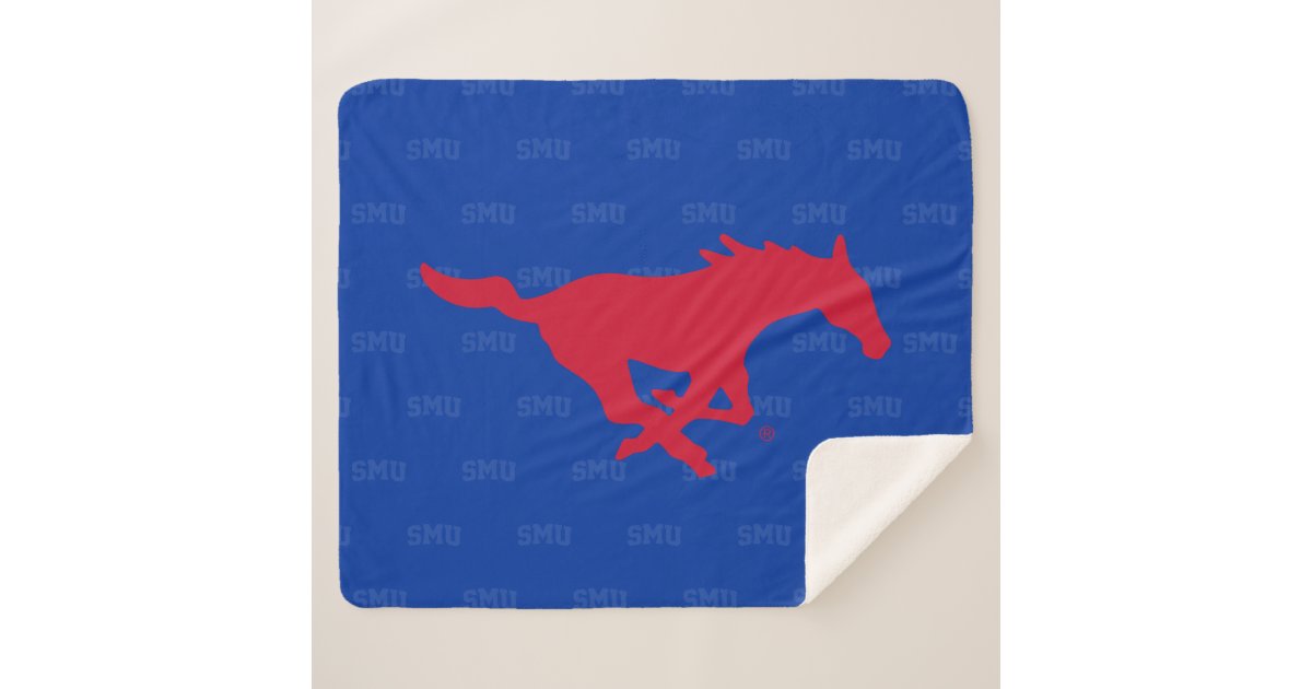 SMU Mustangs Logo Watermark Sherpa Blanket | Zazzle