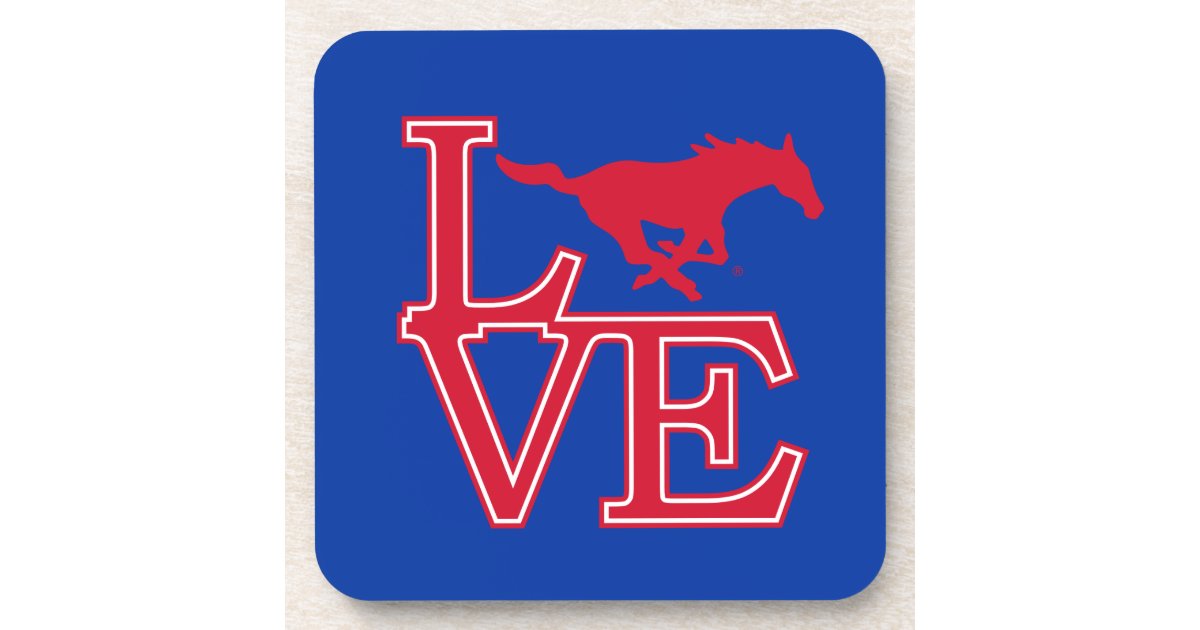 SMU Mustangs Love Beverage Coaster | Zazzle