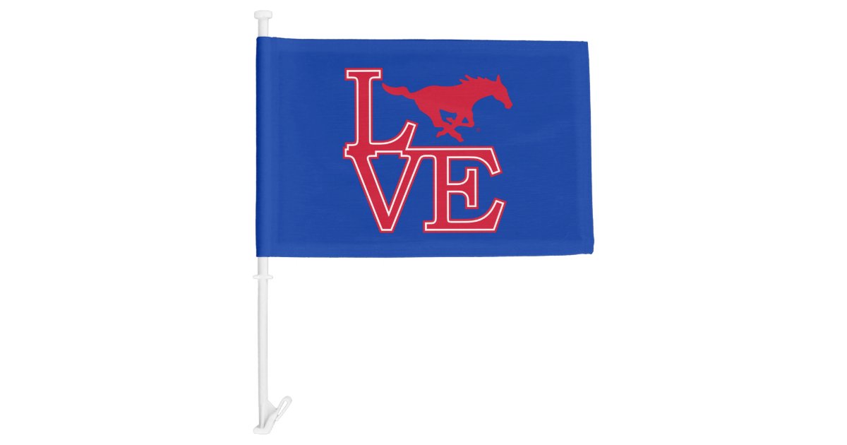 SMU Mustangs Love Car Flag | Zazzle