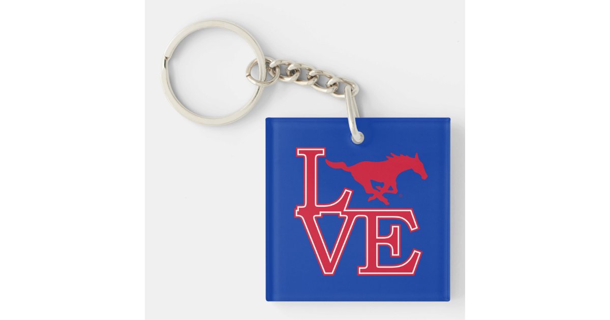 SMU Mustangs Love Keychain | Zazzle
