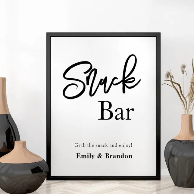 Snack bar wedding sign poster | Zazzle