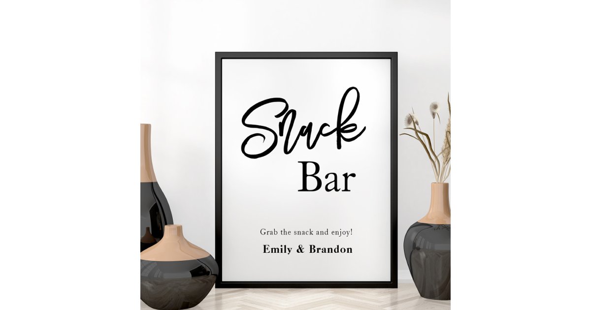 Snack bar wedding sign poster | Zazzle