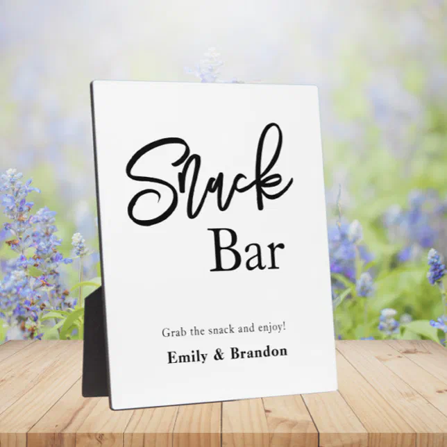 Snack bar wedding sign Tabletop Plaque | Zazzle