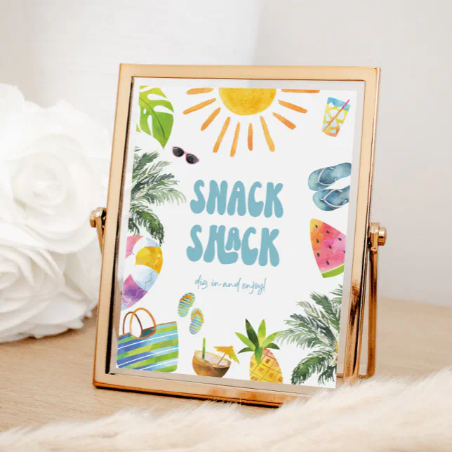 Snack Pool Party Station Sign | Zazzle