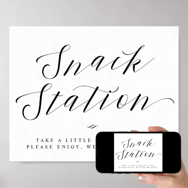 Snack Station Chic Bridal Shower or Wedding Sign | Zazzle