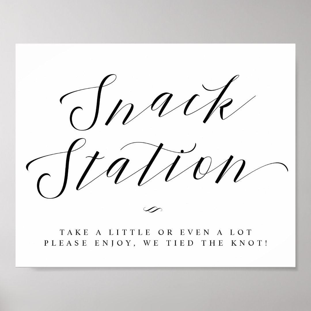 Snack Station Chic Bridal Shower or Wedding Sign | Zazzle