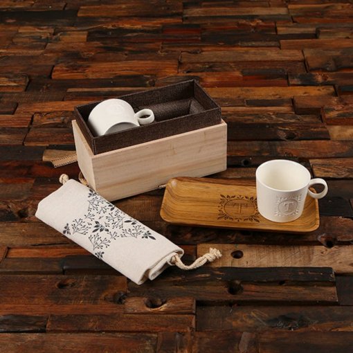 Snack Tray Gift Set with Sandblasted Ceramic Mugs | Zazzle