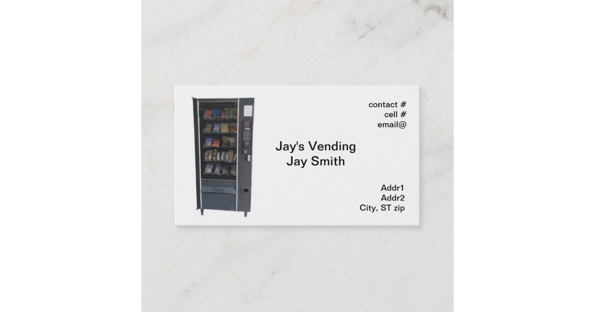 snack vending machine business card | Zazzle