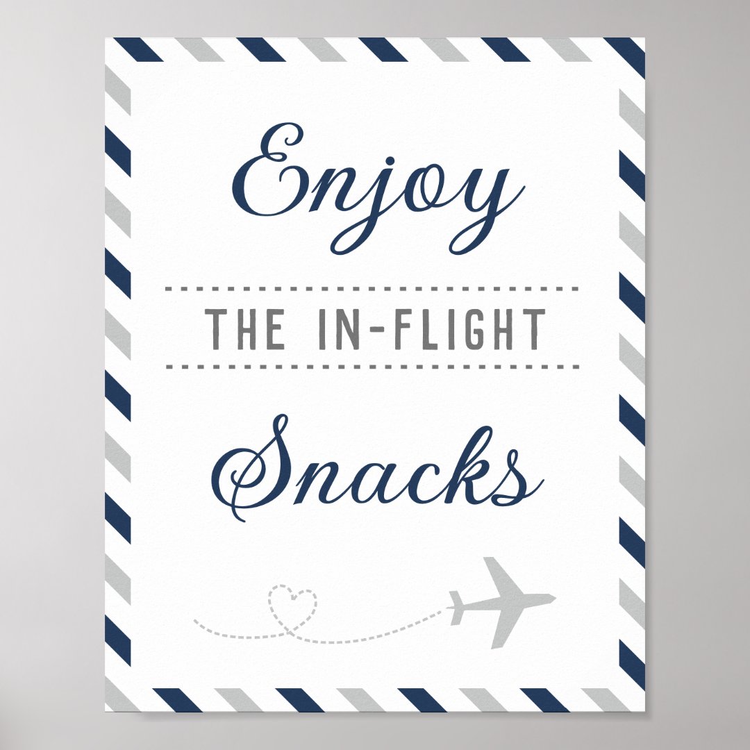 Snacks Food Table Travel Airplane Airline Party Poster | Zazzle