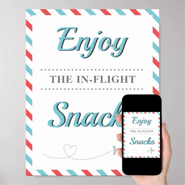 Snacks Food Table Travel Airplane Airline Party Poster | Zazzle