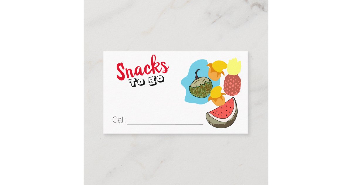 Snacks to go business card idea | Zazzle
