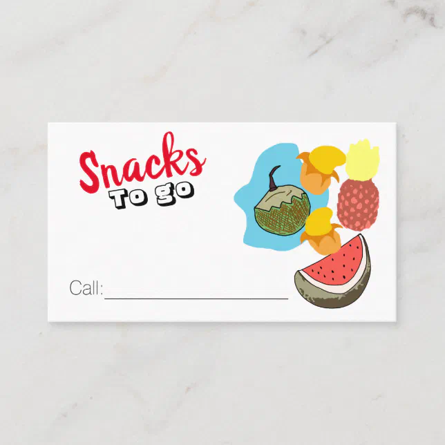 Snacks to go business card idea | Zazzle