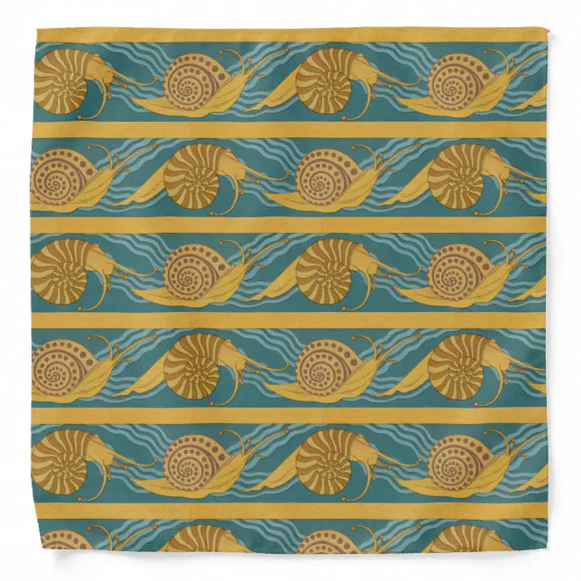 Snail Animal Shells Pattern Print Blue Yellow Gold Bandana | Zazzle