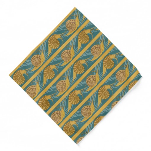 Snail Animal Shells Pattern Print Blue Yellow Gold Bandana | Zazzle