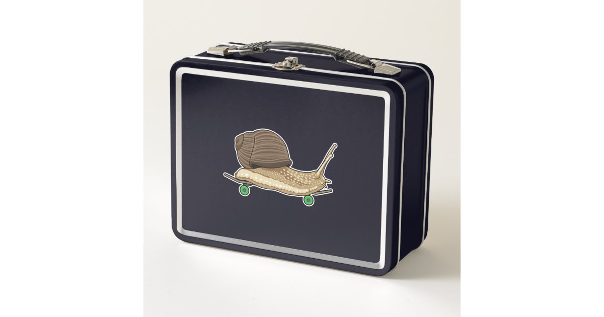 Snail as Skater with Skateboard Metal Lunch Box | Zazzle