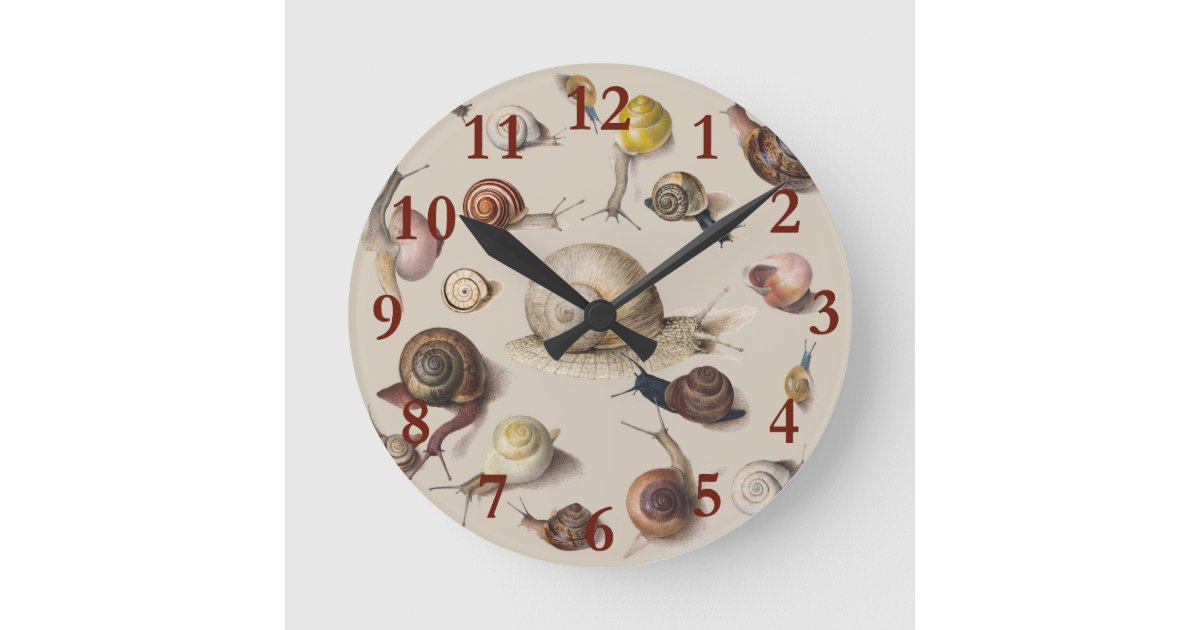 Snail Garden Pet Gastropod Slug Botanical Snails Round Clock | Zazzle