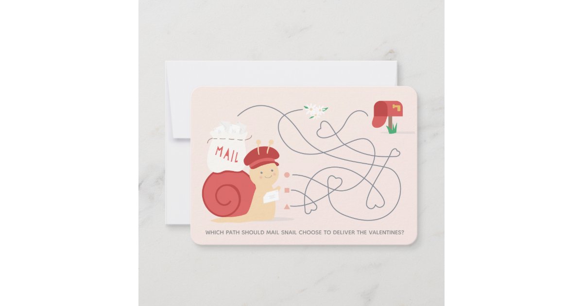 Snail Mail Activity Classroom Valentine Postcard | Zazzle