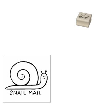 Snail mail cute cartoon rubber stamp | Zazzle