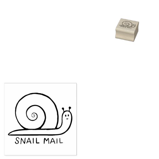 Snail mail cute cartoon rubber stamp | Zazzle