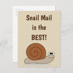 Snail Mail Cute Funny Humorous Retro Postcard | Zazzle