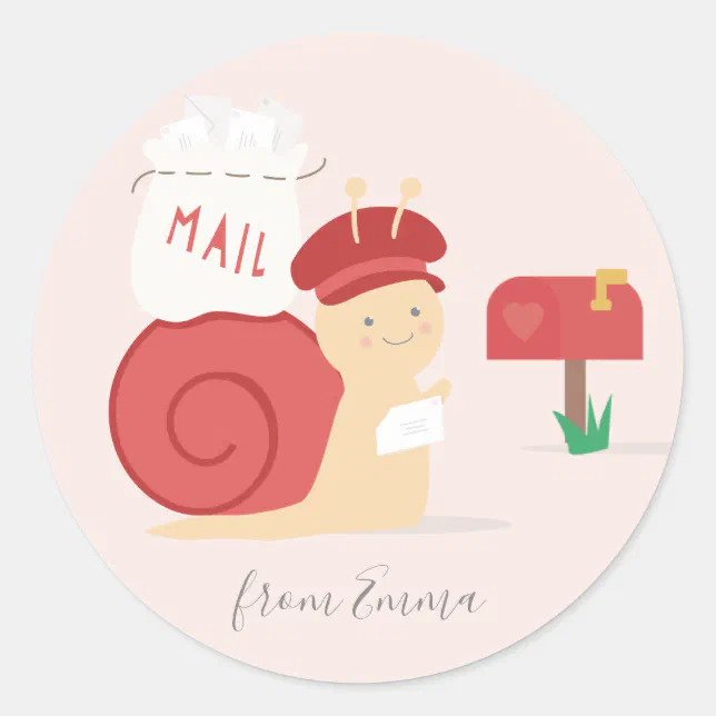 Snail Mail Valentine Sticker | Zazzle