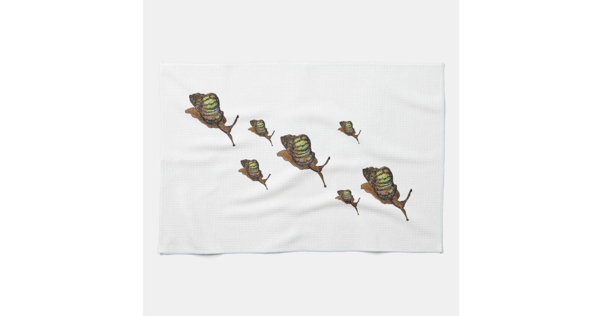 snail parade drawing kitchen towel | Zazzle
