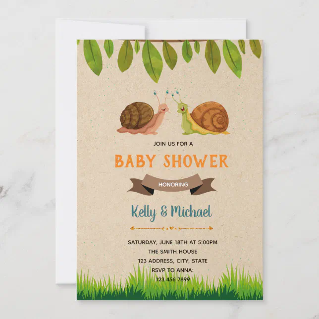 Snail party theme invitation | Zazzle