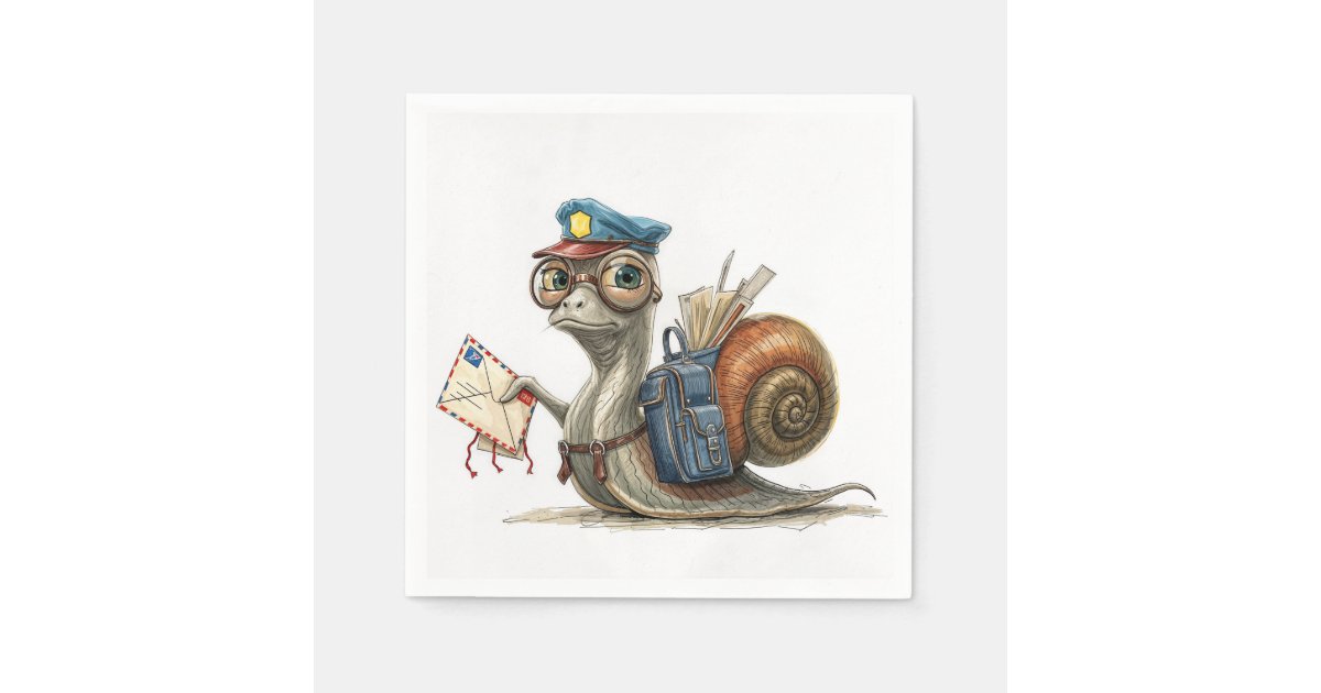 Snail Postman Delivering Mail Napkins | Zazzle