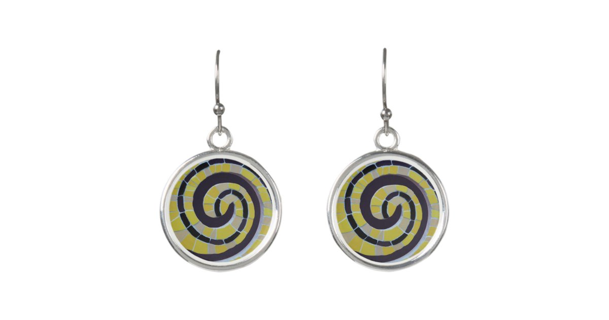 Snail Shell Spiral Mosaic Earrings | Zazzle