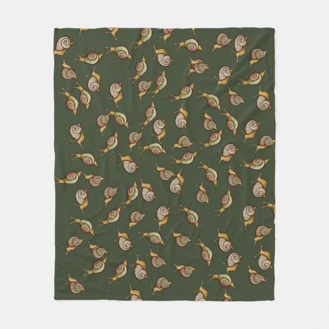 Snails Snail Love cute nature art Fleece Blanket | Zazzle