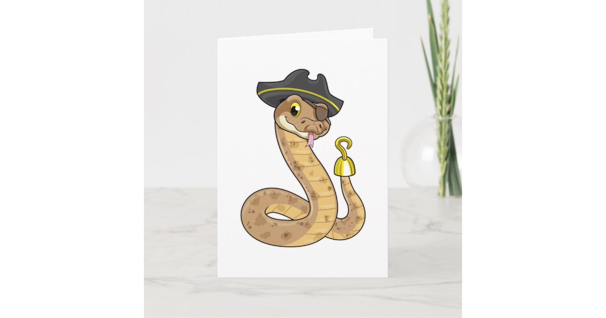 Snake as Pirate with Hook hand & Eye patch Card | Zazzle