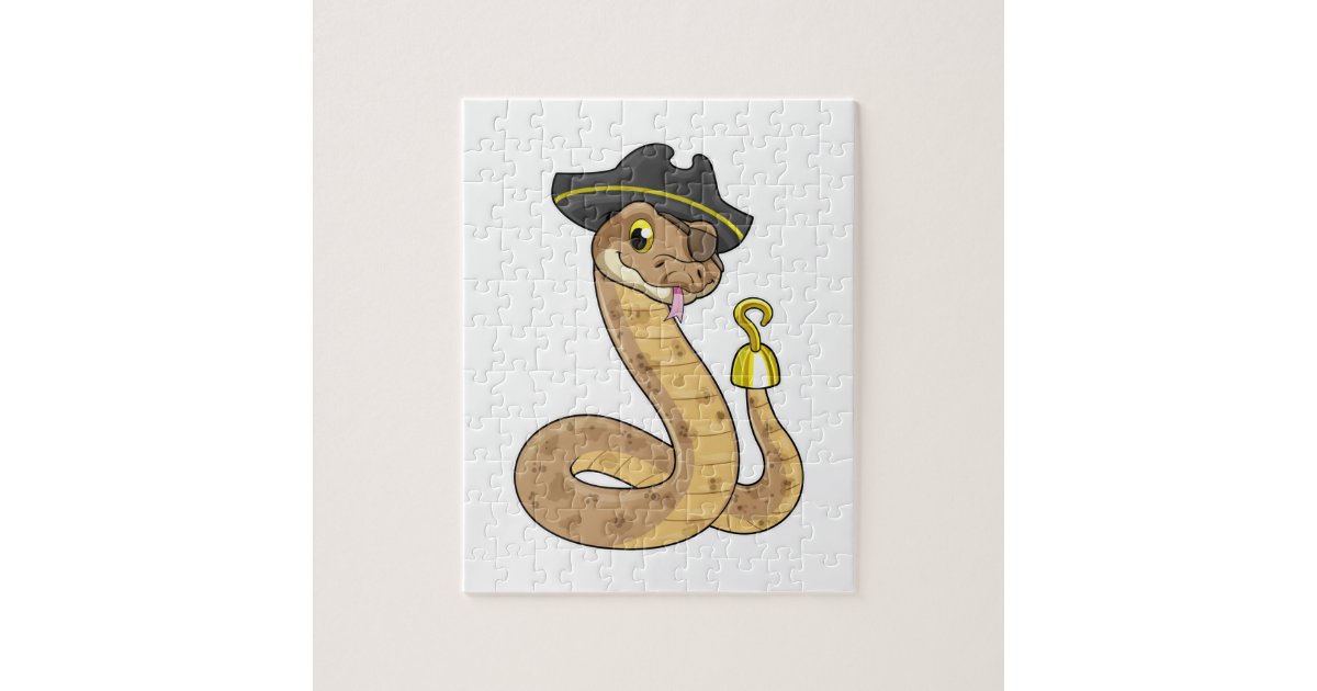 Snake as Pirate with Hook hand & Eye patch Jigsaw Puzzle | Zazzle