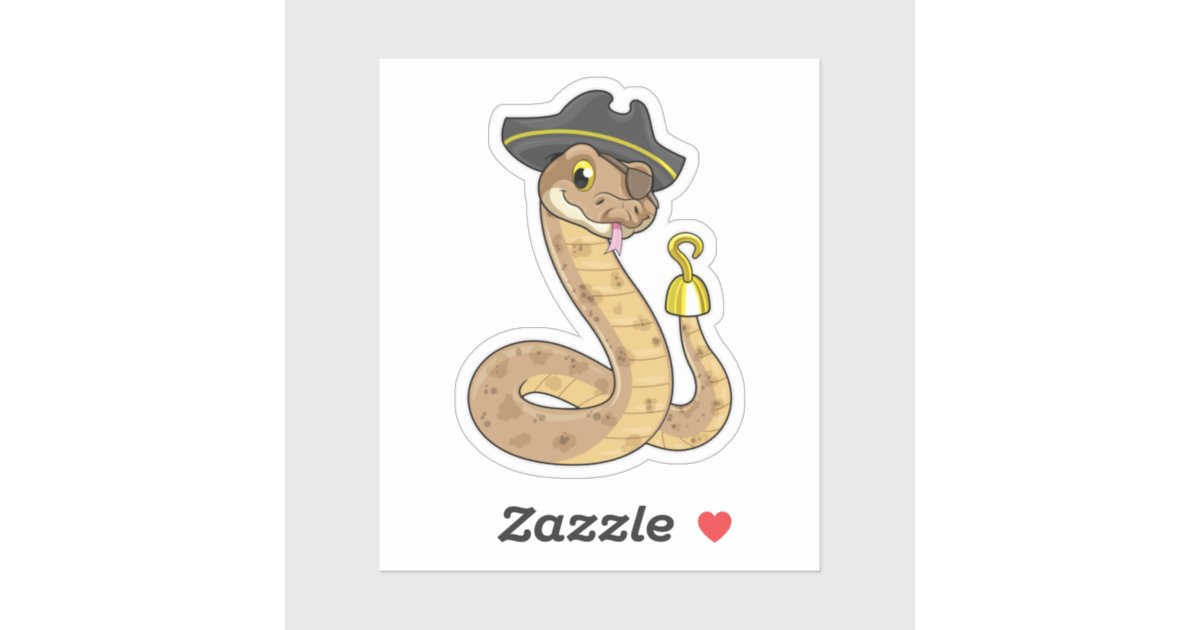 Snake as Pirate with Hook hand & Eye patch Sticker | Zazzle