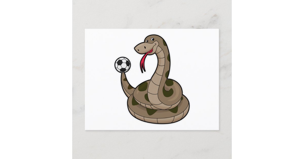 Snake as Soccer player with Soccer ball Postcard | Zazzle