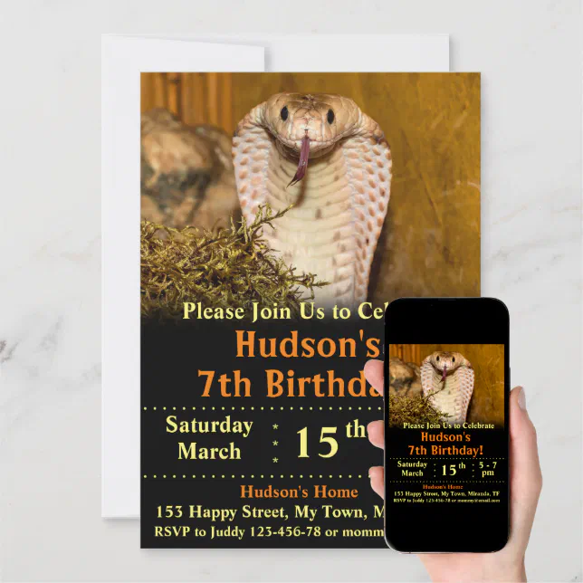 Snake birthday invitation | Zazzle