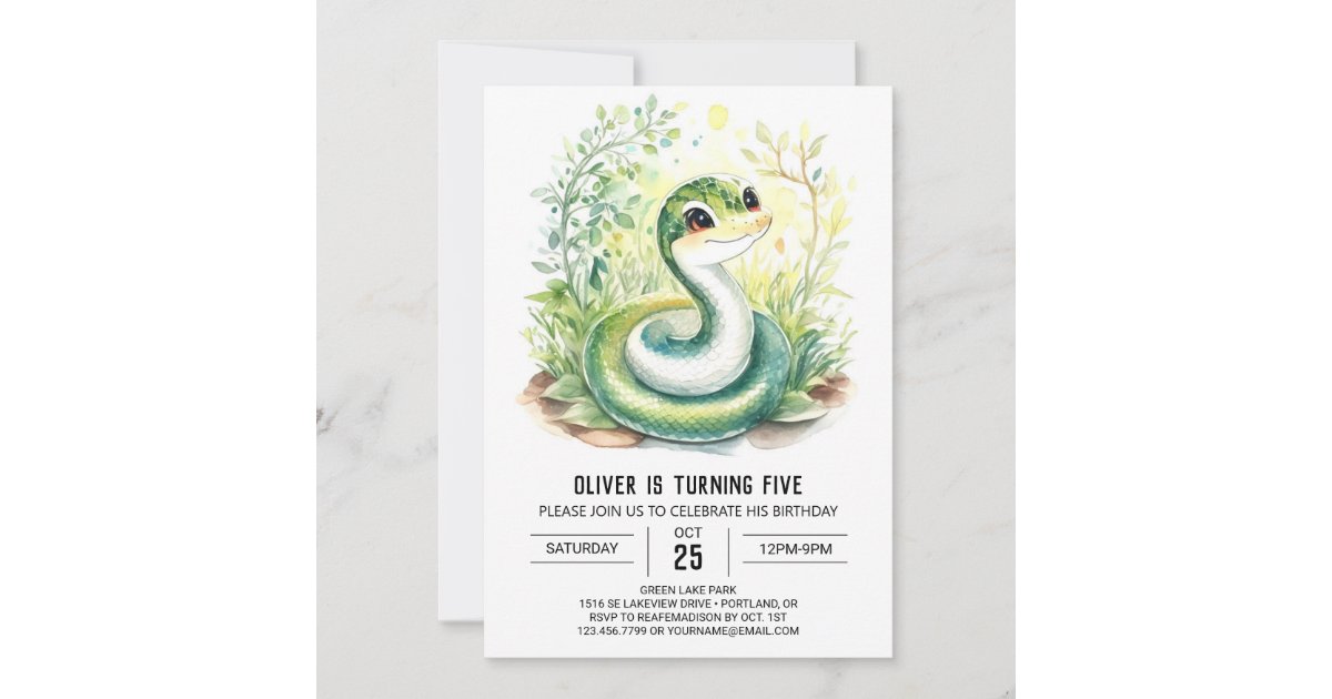 Snake Birthday Invitation | Zazzle