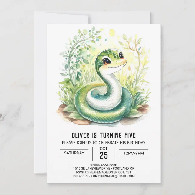 Snake Birthday Invitation | Zazzle