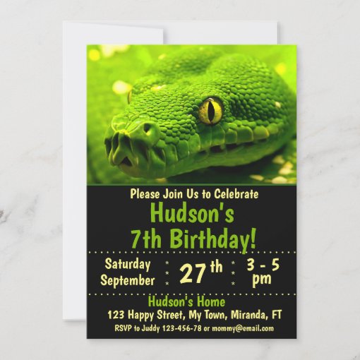 Snake birthday invitation | Zazzle