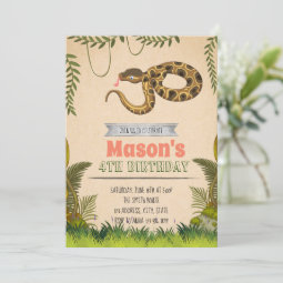 Snake birthday party invitation | Zazzle