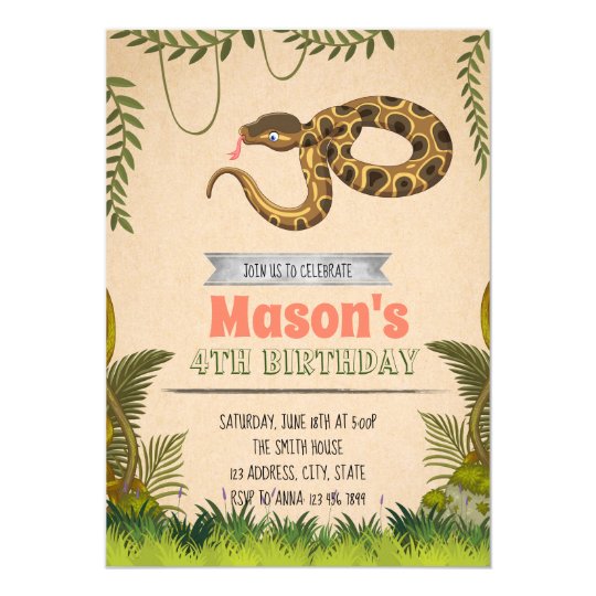 Snake birthday party invitation | Zazzle.com