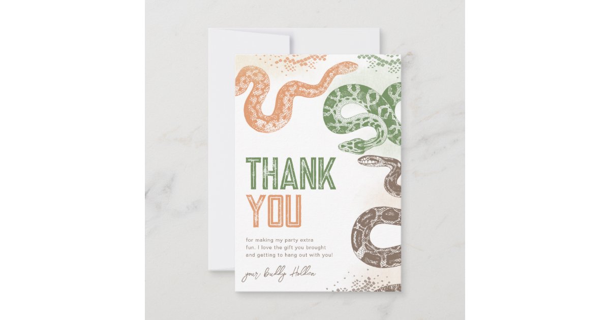 Snake Birthday Party Thank You Cards | Zazzle
