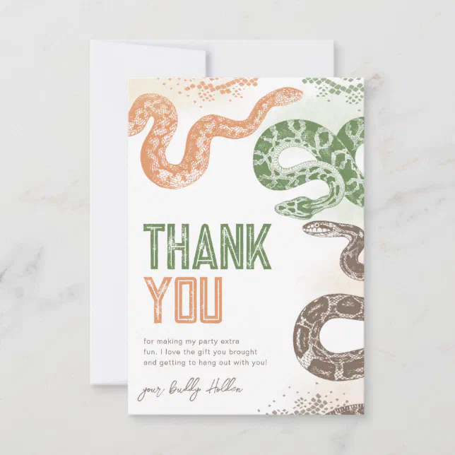 Snake Birthday Party Thank You Cards | Zazzle