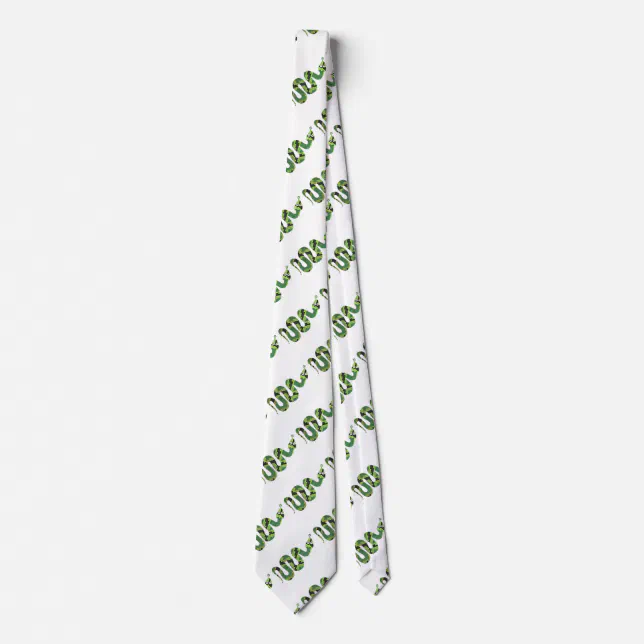 Snake Black and Green Print Silhouette Tie | Zazzle